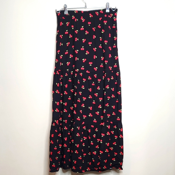 Tamara H | Skirts | Cherry Print Black Skirt Womens | Poshmark